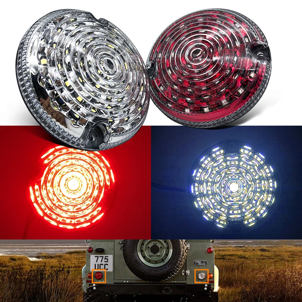 2pcs Clear Rear Fog Lamp Reversing Light 95mm Led Upgrade Kit For Land ...