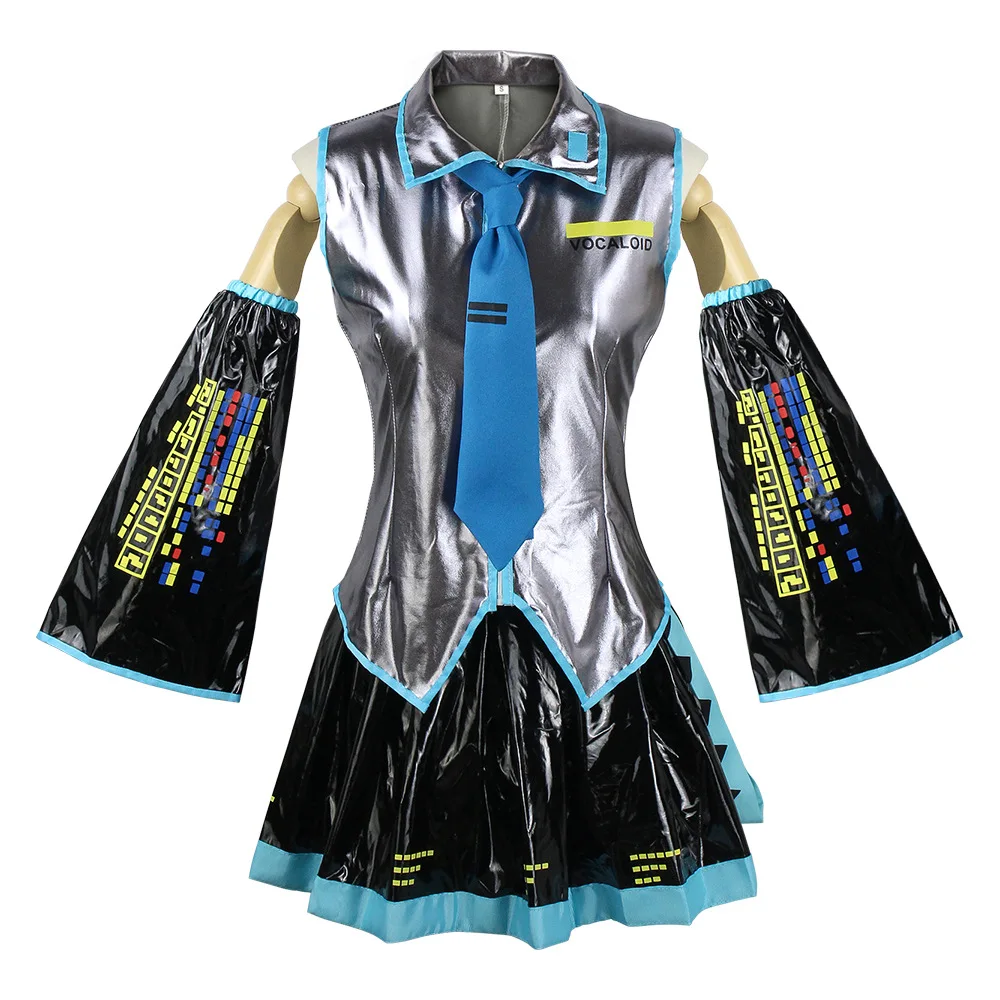 Anime Cosplay Costume For Woman Costume Halloween Mikus Patent Leather Costume Dress Men Ladies