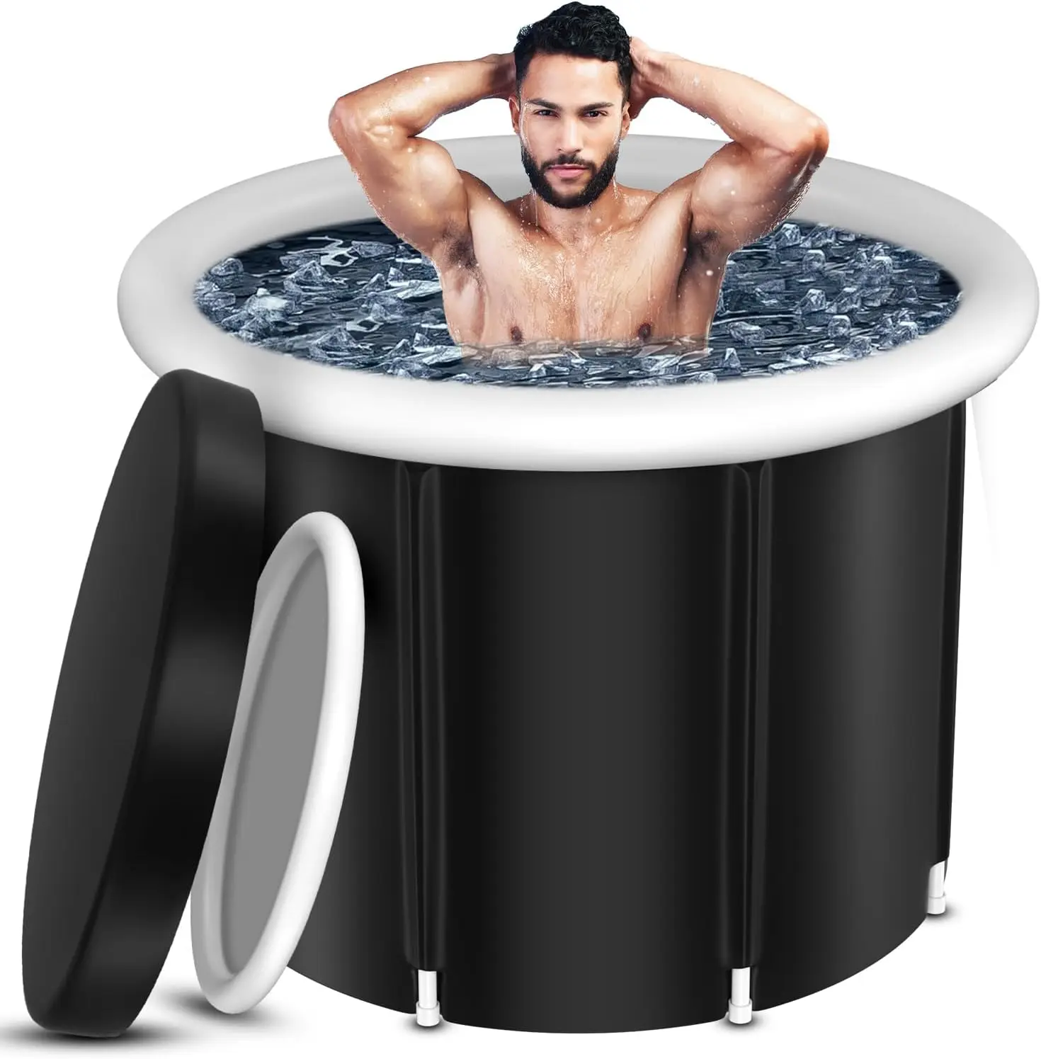 Outdoor Ice Bath Spa Bucket Thickened Folding Portable Bathtub PVC Cold ...