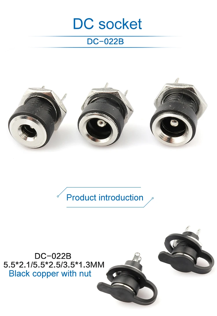 Dc-022b Dc Power Jack Socket Connector Dc022b 5.5*2.5mm 2.1mm 2.5 ...