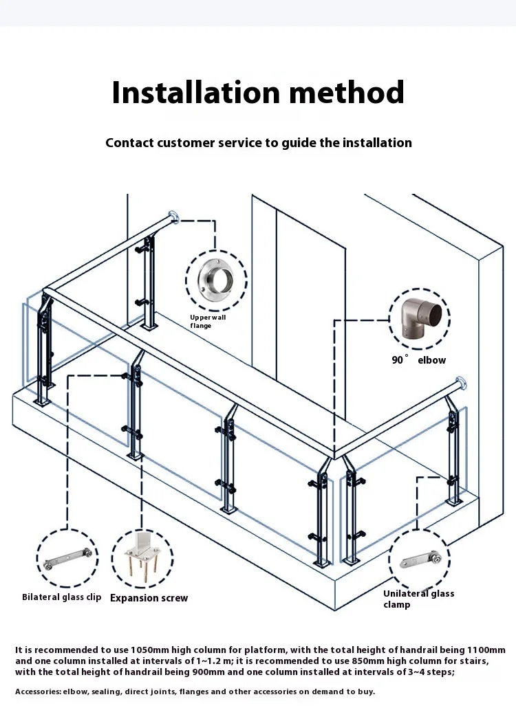Customizable Aluminum Frameless Tempered Glass Railing for Balcony ...