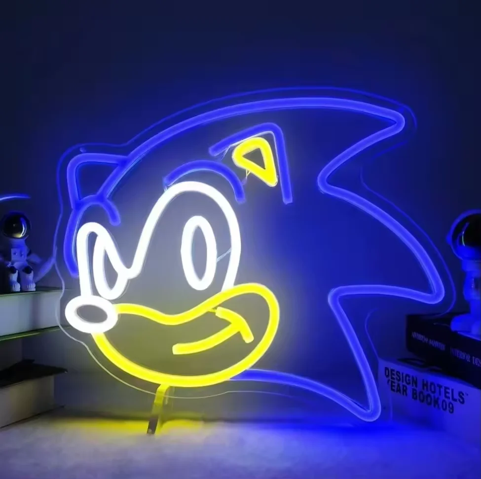 Custom Sonic Neon Light Sign LED Anime Figure for Night Club Wall Decor ...