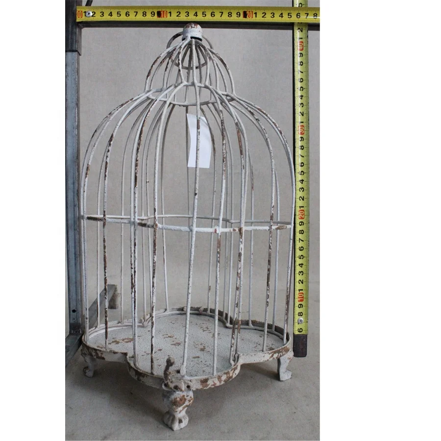 Luckywind Shabby Chic Rustic White Rusty Old Look Metal Bird Cage