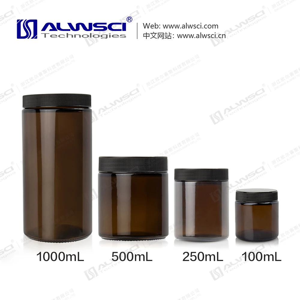 100ml 4oz amber straight sided jar assembled with pure ptfe lined cap ...