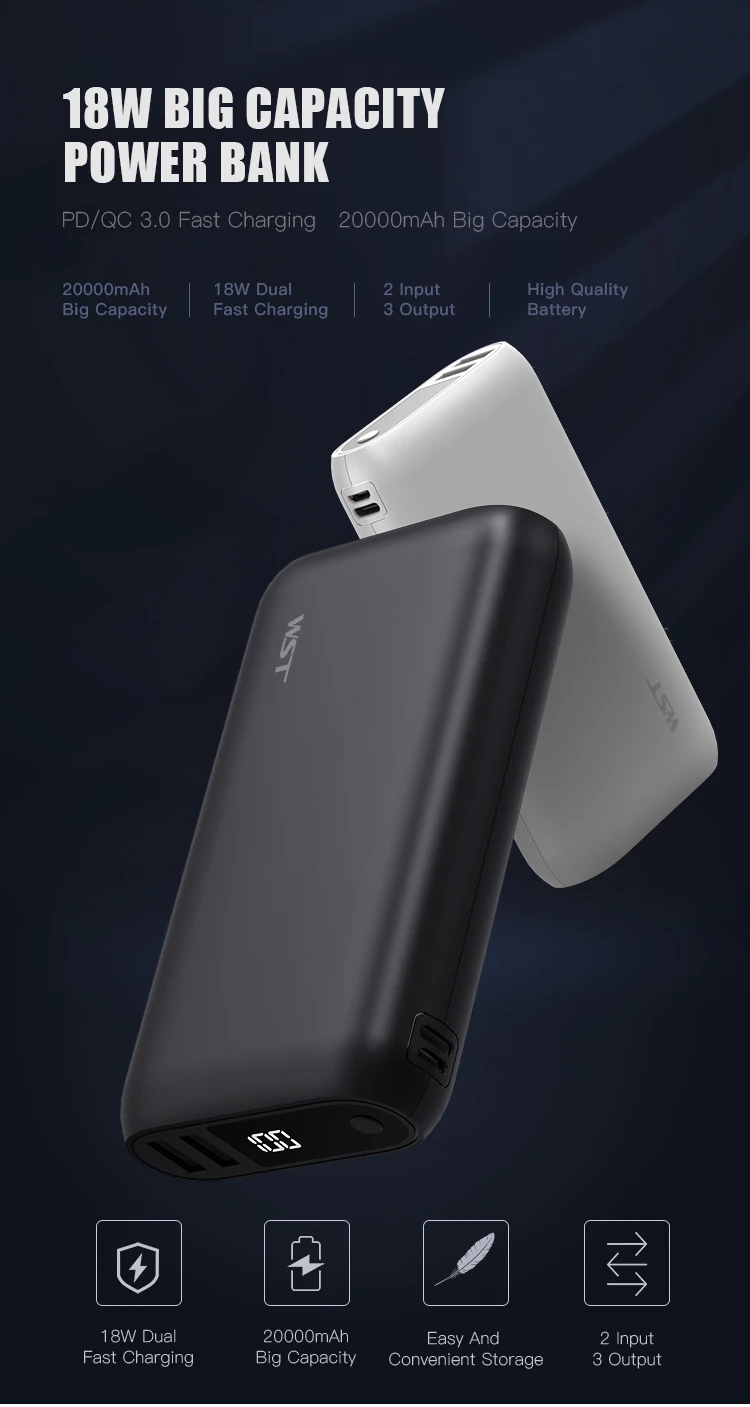 WST Power Bank - 20000mah with Fast Charging & Protection