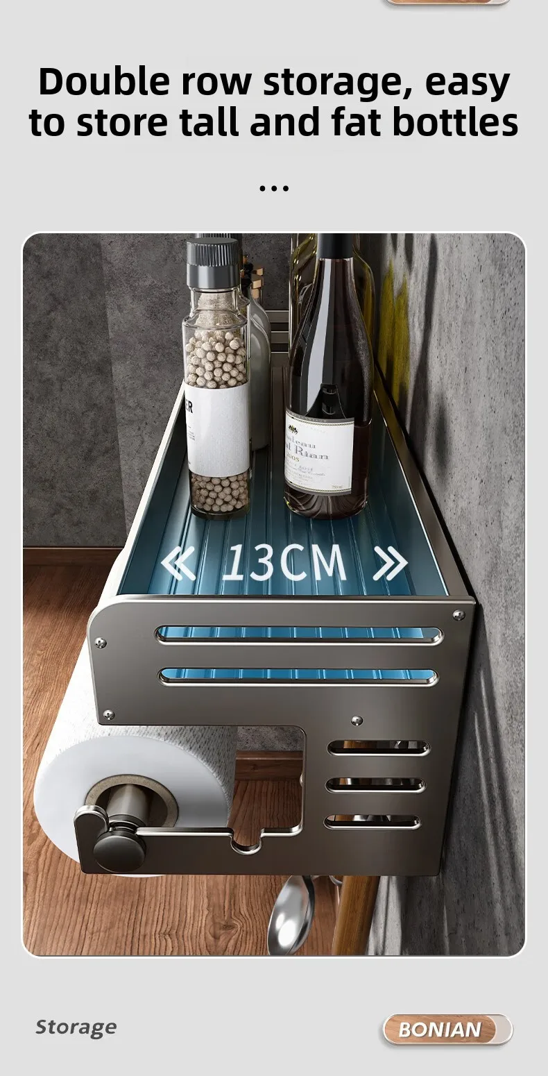 NFS Multi-Functional Metal Wall-Mounted Household Storage Rack Kitchen ...