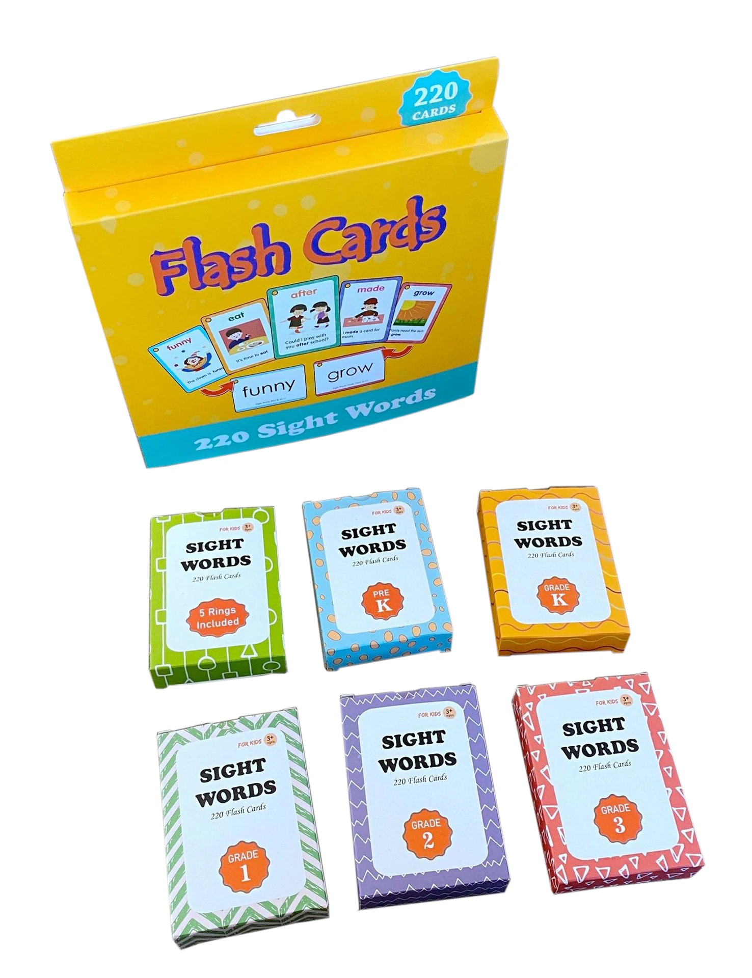 220 Sight Words Educational Memory Flash Card Kids English Learning