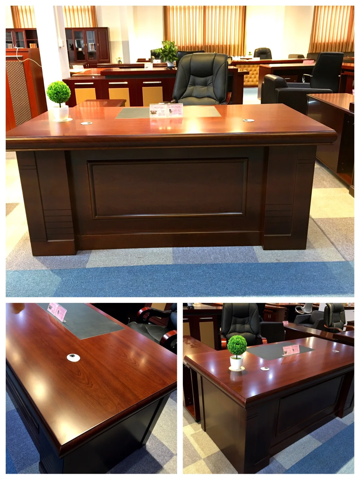 L Shape Office Classic Computer Table Luxury Office Furniture Set ...