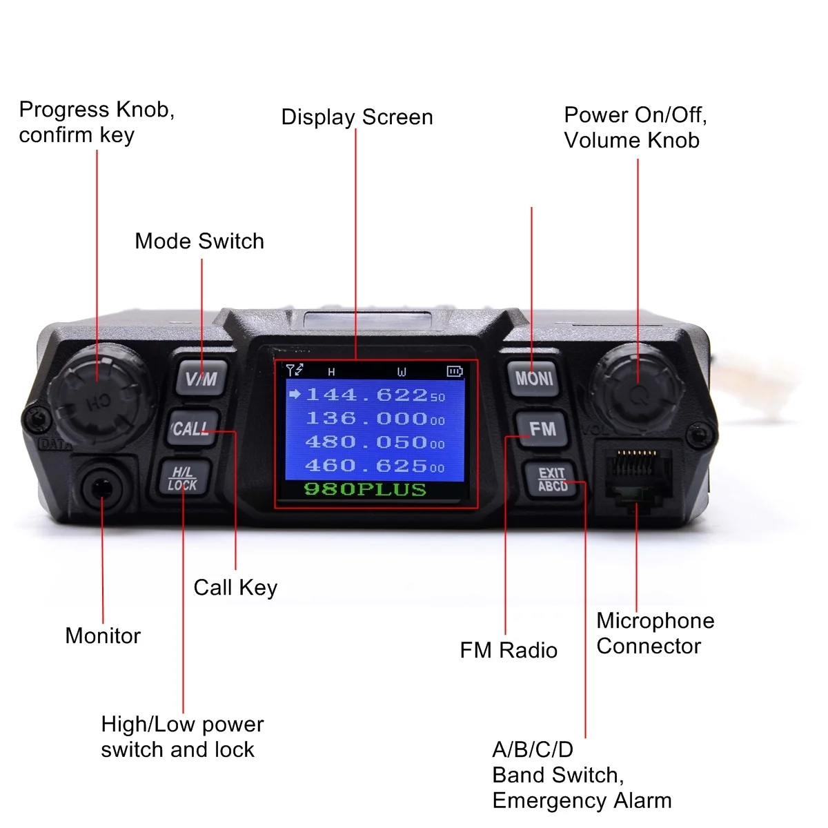 QYT KT-980 Plus - Dual Band VHF/UHF 75W Mobile Transceiver