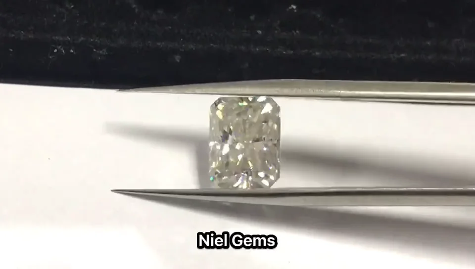 Crushed Ice Cut Synthetic 4ct Radiant Cut White Moissanite Diamond ...