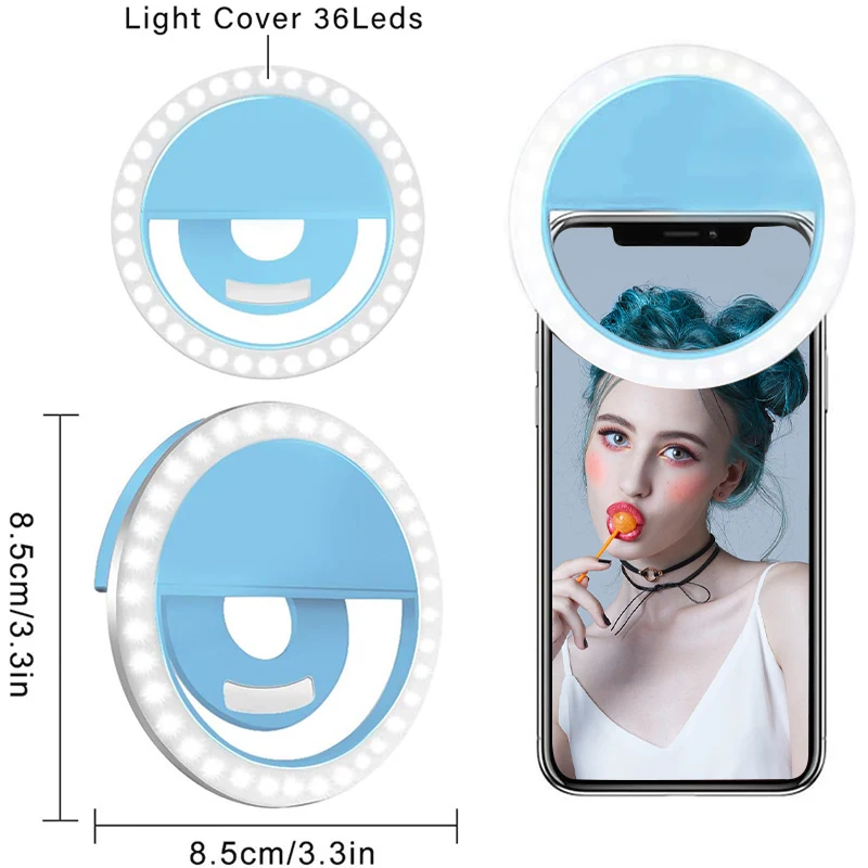Rechargeable Portable Clip-on Mini Selfie Phone Ring Fill Light For ...