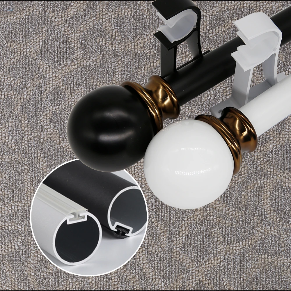 Powder Coated White Curtain Rod 28 Inch Double Ceiling Mount Curtain ...