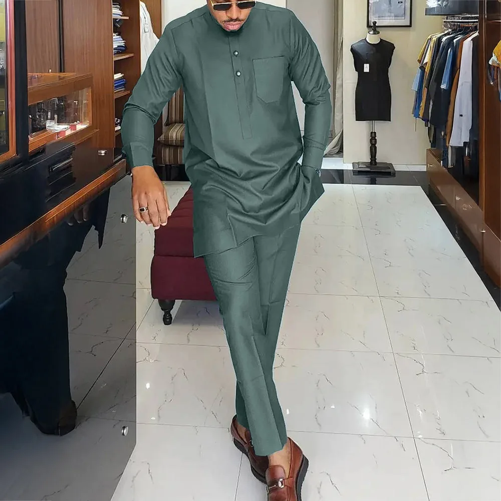 African Suit PROMISTAR S-4XL Men's Casual Ethnic Style African Clothing ...