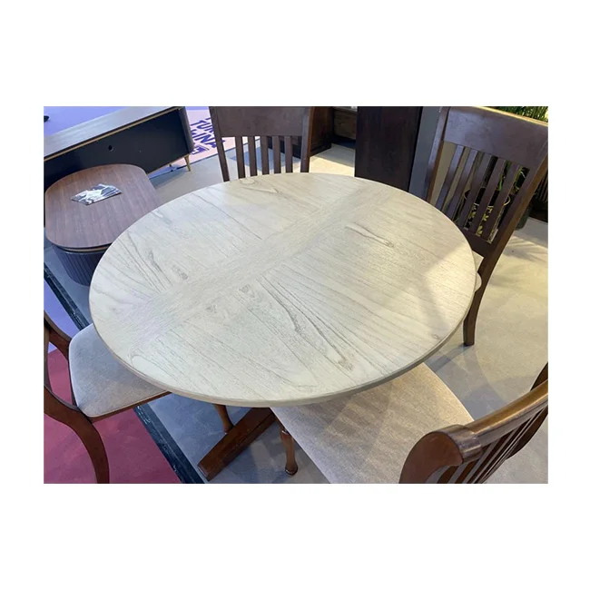 Classical Arkadia Dining Round Table With Solid Rubber Wood Leg And Ash ...