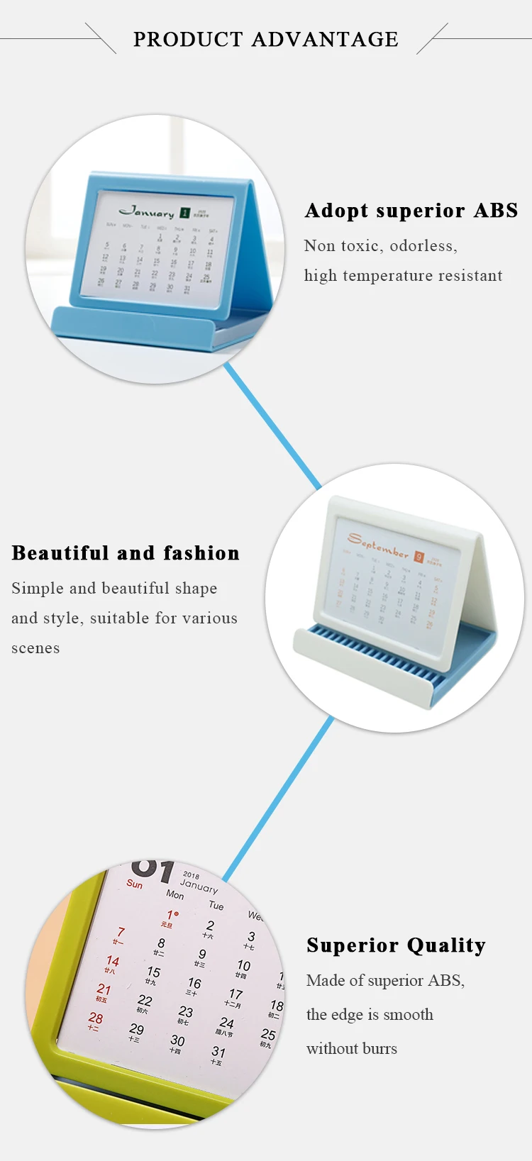 Custom Logo Plastic Table Calendar Multi-purpose Mobile Stand Phome ...