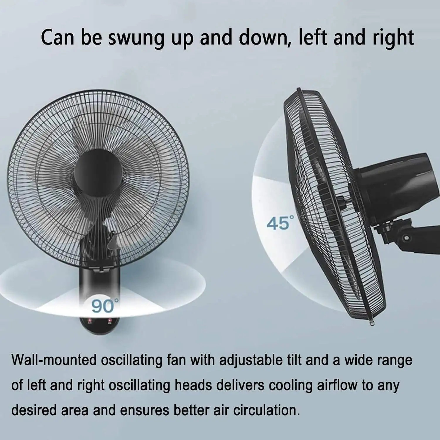 Solar Oscillating Wall Mounted Fan with Remote Control for Home Office ...