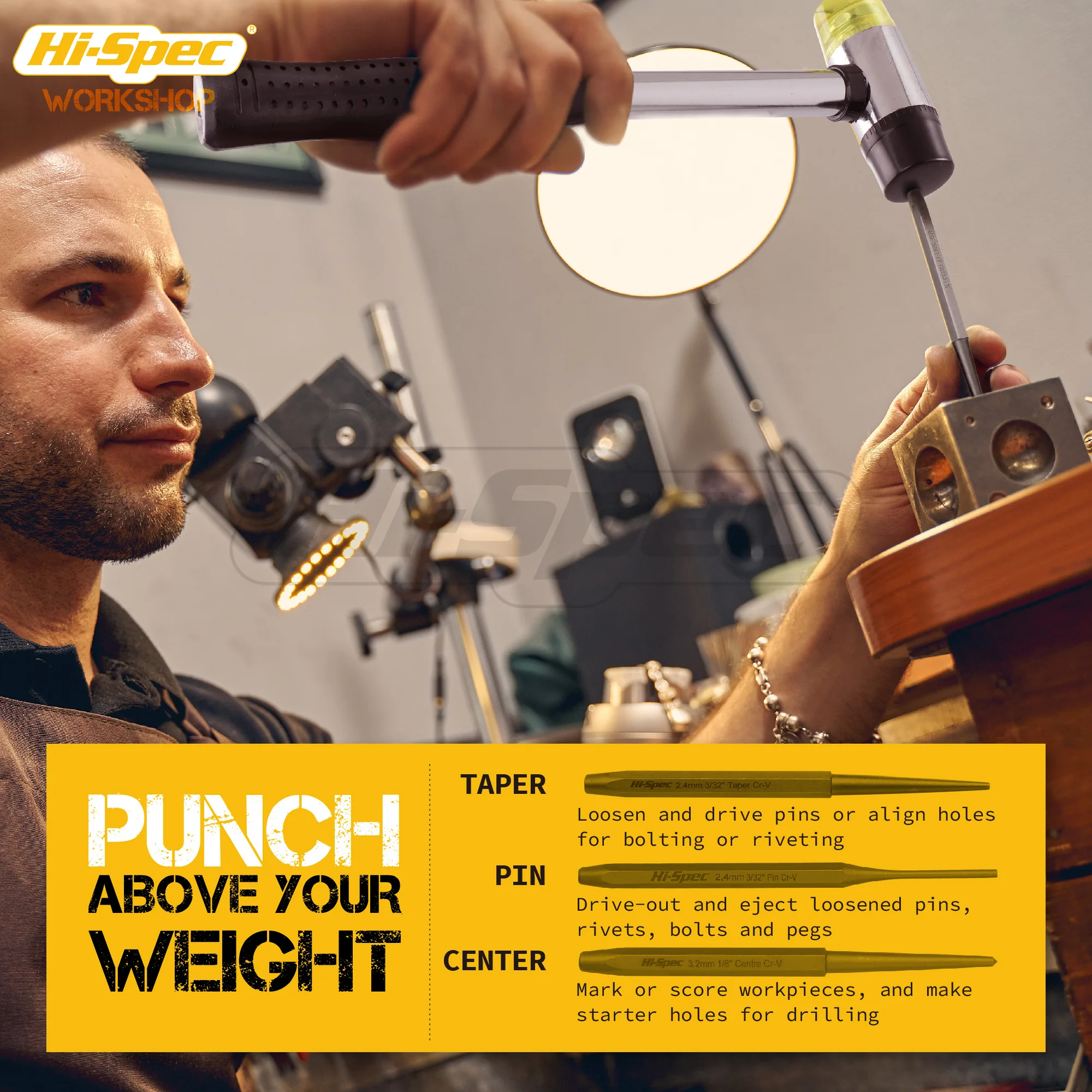 19pc Punch Chisel Set Taper Pin Center Punches Cold Flat Chisels ...