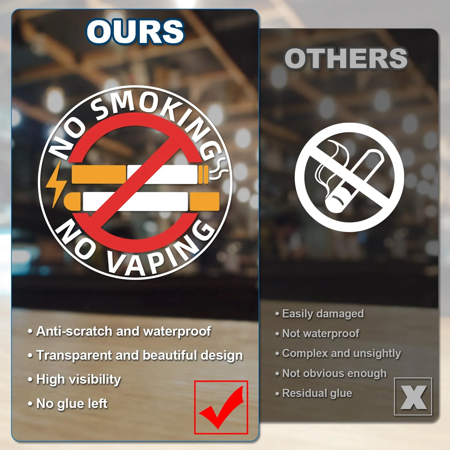 No Smoking Sign - Waterproof Vinyl Sticker for Offices, Restaurants ...