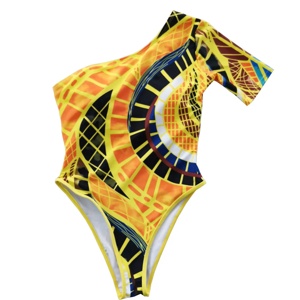 2020 New Custom Print Logo Women One Piece Swimsuit Traditional African ...