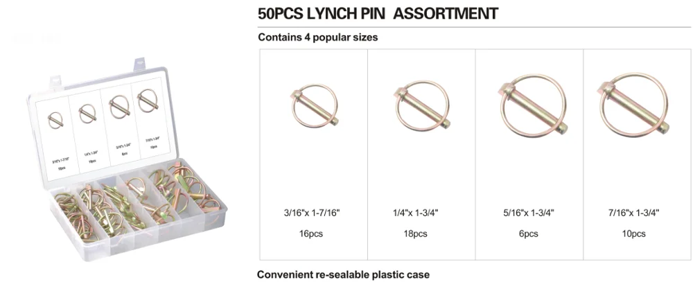 50pc Lynch Pins Set With Plastic Case Lynch Pin Assortment - Buy Din94 ...