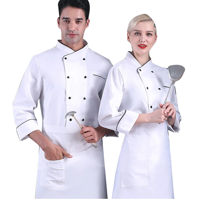 Restaurant Hotel Double Breasted Chef Uniform - White Coat