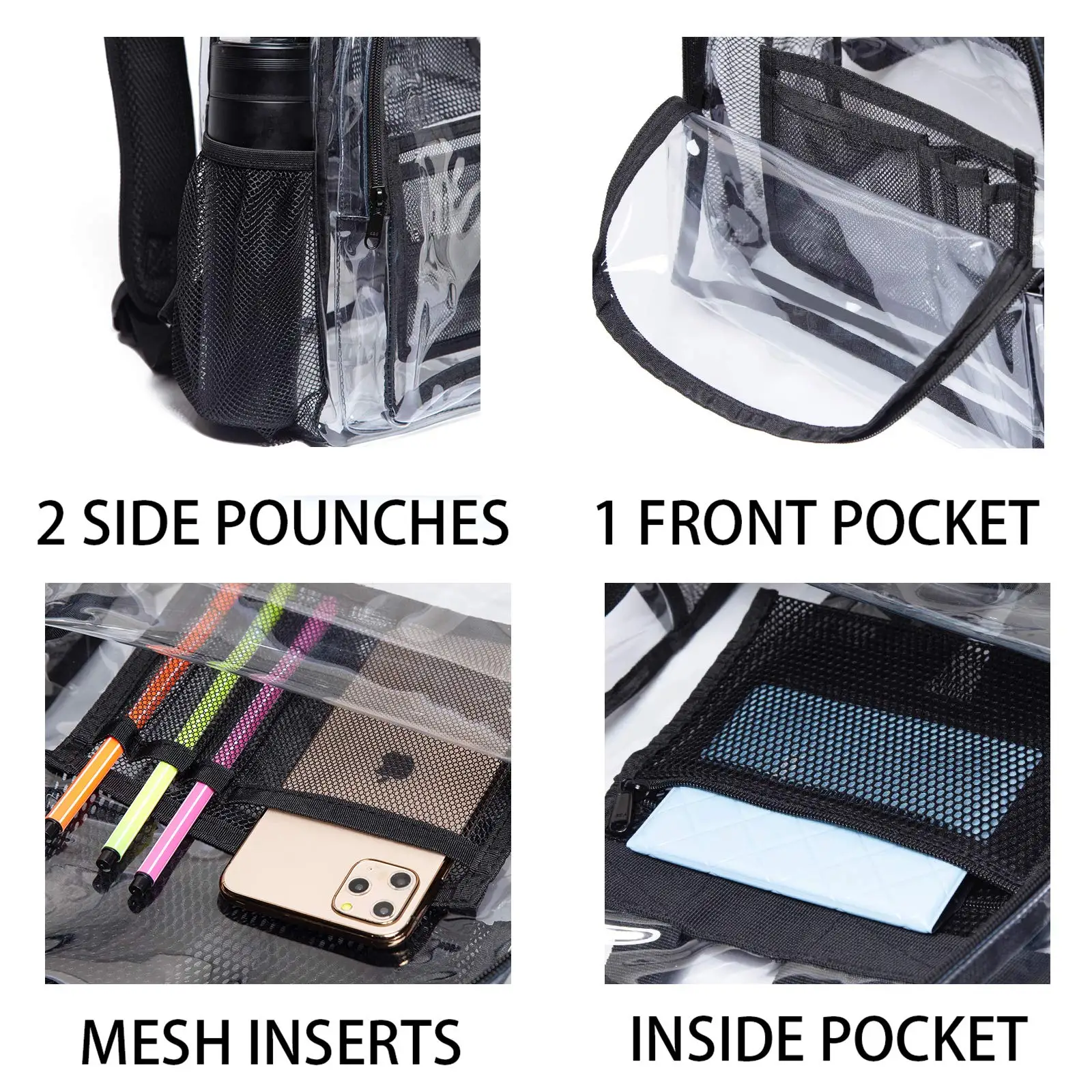 Clear Backpack Heavy Duty PVC - Ideal for College & Work