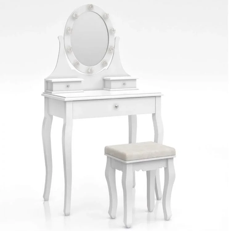 New White LED Dressing Table - Hollywood LED Lights