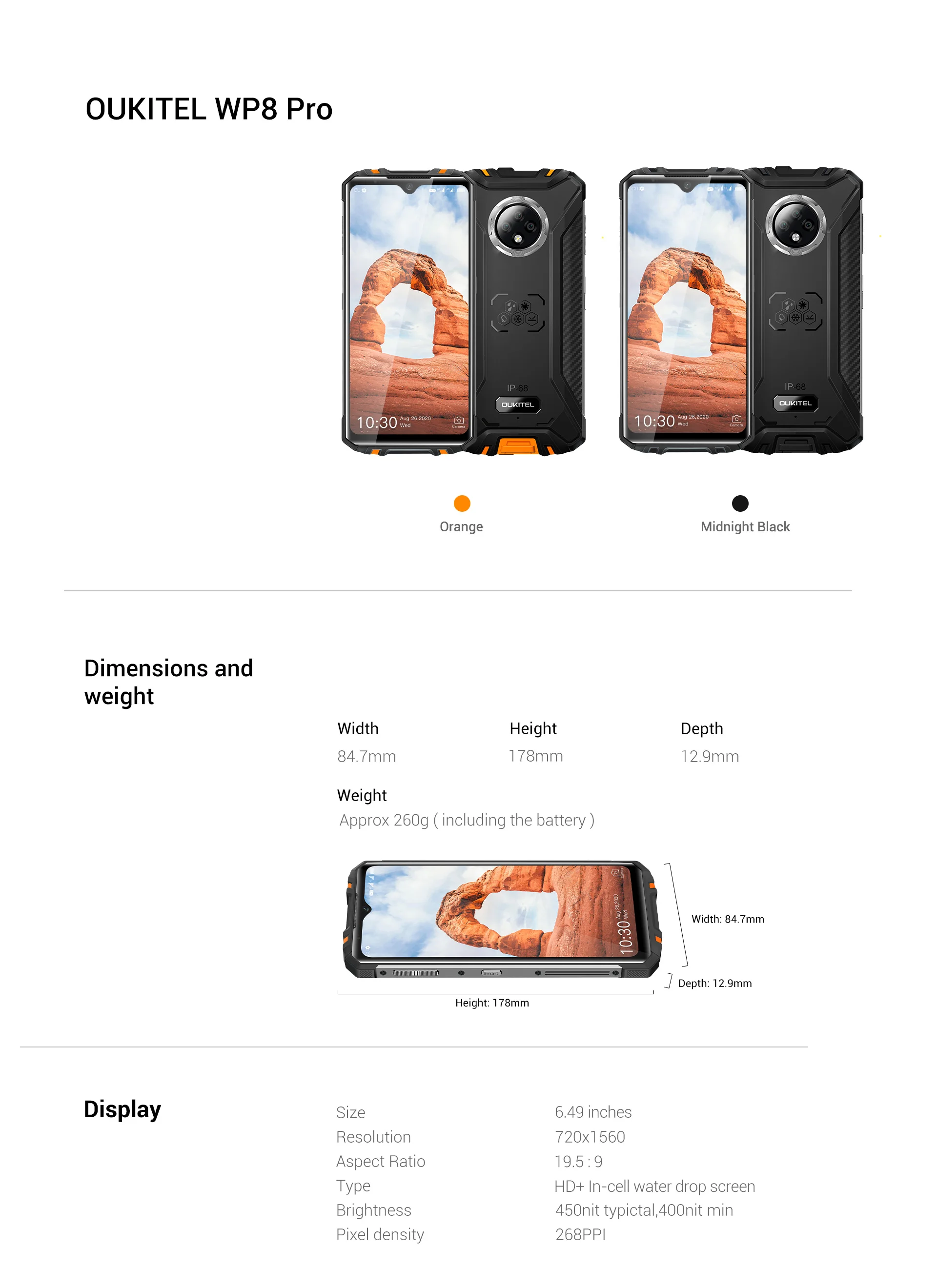 Oukitel Wp8 Pro Nfc Android 10 Ip68 Rugged Sports Phone Mobile 6.49'' Fingerprint 4gb 64gb ...