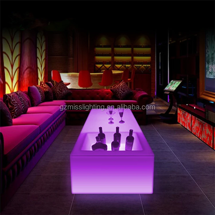 Bar KTV Nightclubs LED Color Changing Bar Table with Ice Bucket