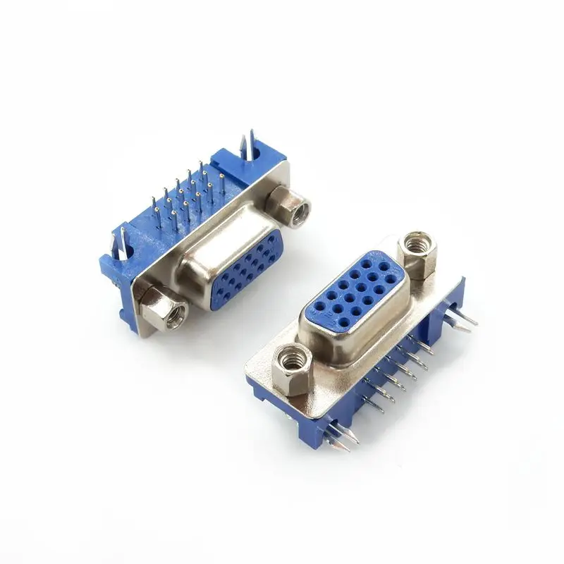 Blue Vga Connector Socket Three Rows Of 15-pin 90 Degree Bending Feet ...