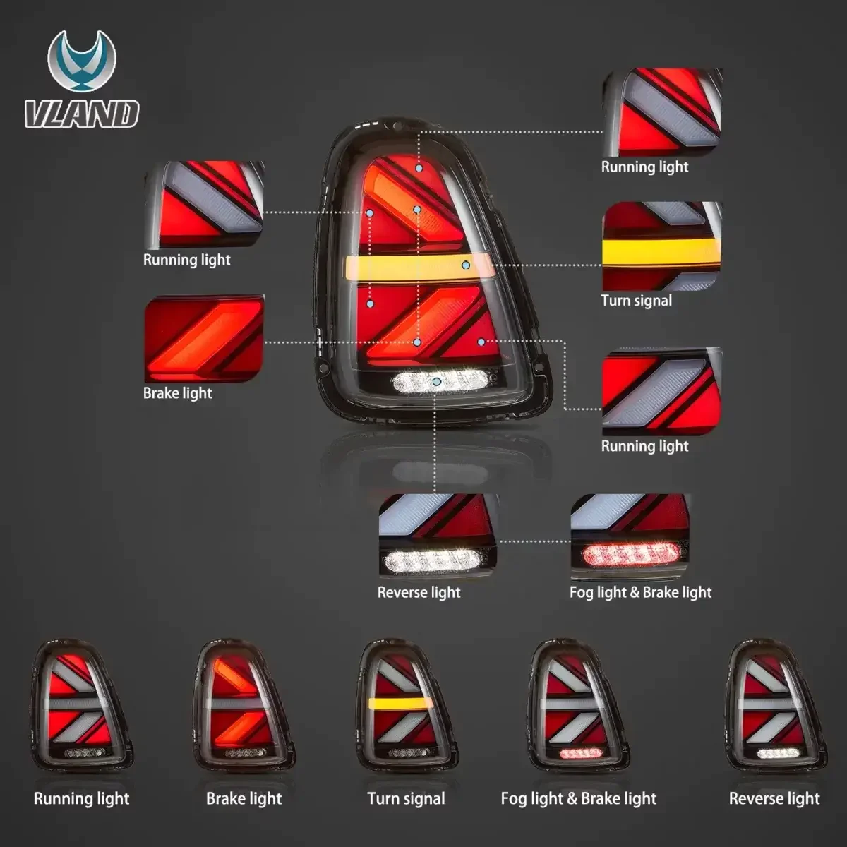 Vland Led Tail Lights For Mini Cooper R56 R57 R58 R59 2007-2013 ...