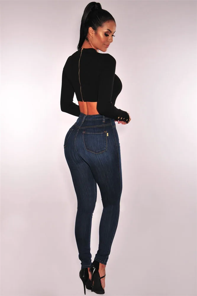 Stock Skinny High Waist Ripped Brazilian Denim Jeans for Women ...
