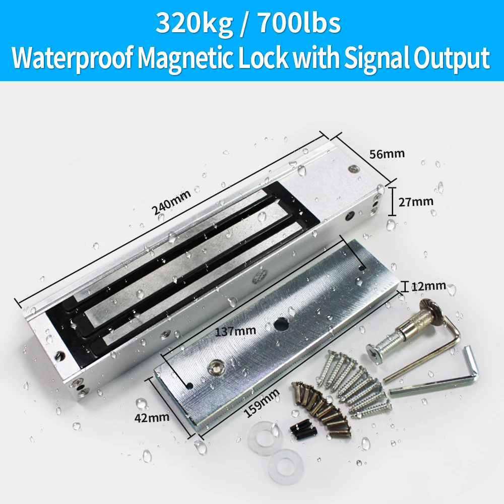 320kg (700lbs) Magnetic Lock With Signal Output For Door Access Control ...