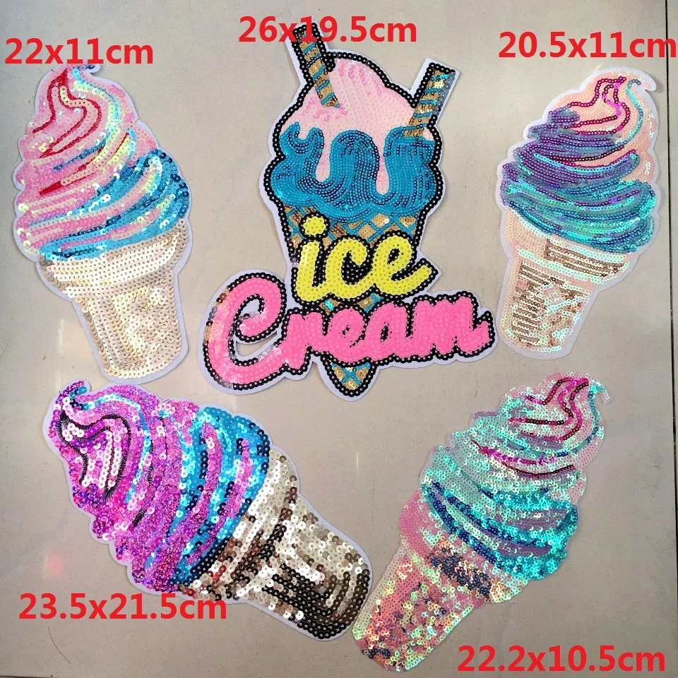 5 Mix and Match Sequin Stickers - Shiny Ice Cream Stitches