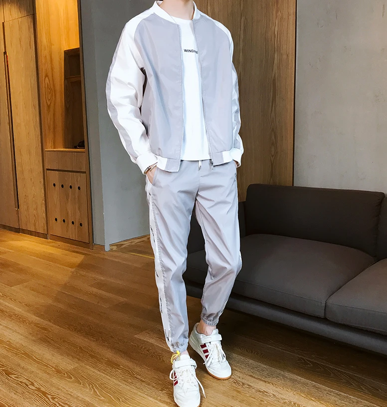 2019 Hot Sale Korea Style Two Pieces Set Zipper-up Patchwork Drawstring ...