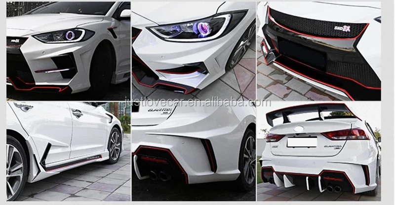 EX Body Kit for Hyundai Elantra Avante 2016-2018 - Front & Rear Bumpers ...