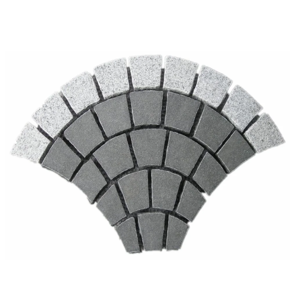 Absolut Black Granite Stone European Fan Shape Cobble Mesh Paver - Buy ...