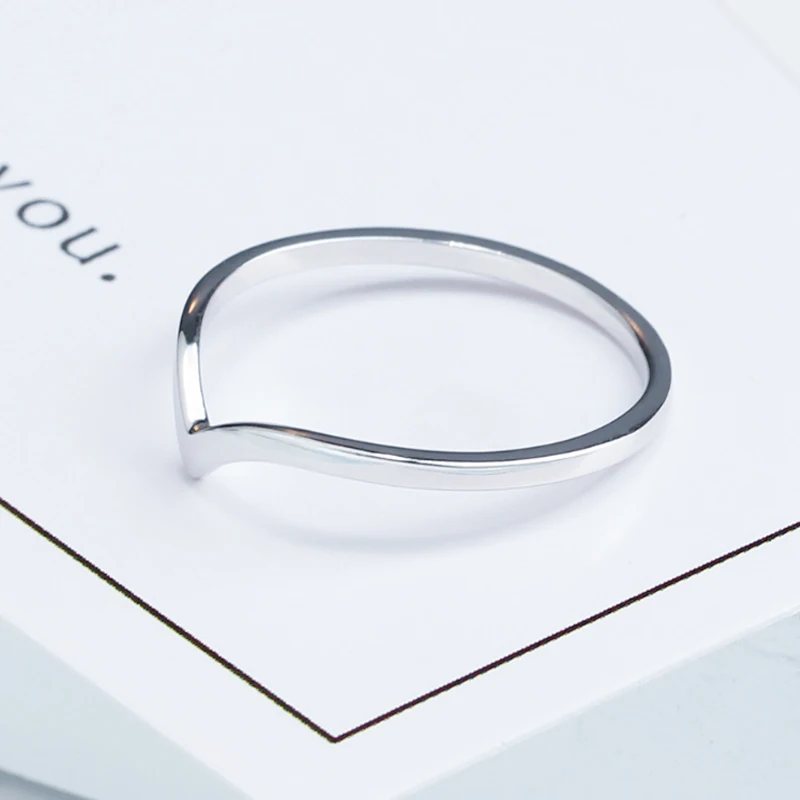 New Design Simple Plain Sterling Silver V Shape Cute Thumb Rings Women ...