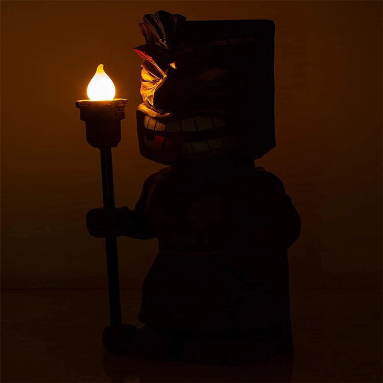 Tiki God Solar Powered Figurine - Outdoor LED Garden Decor