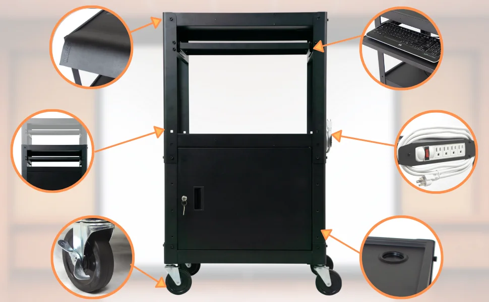 Presentation Cart - Steel Frame AV Projector Laptop Equipment