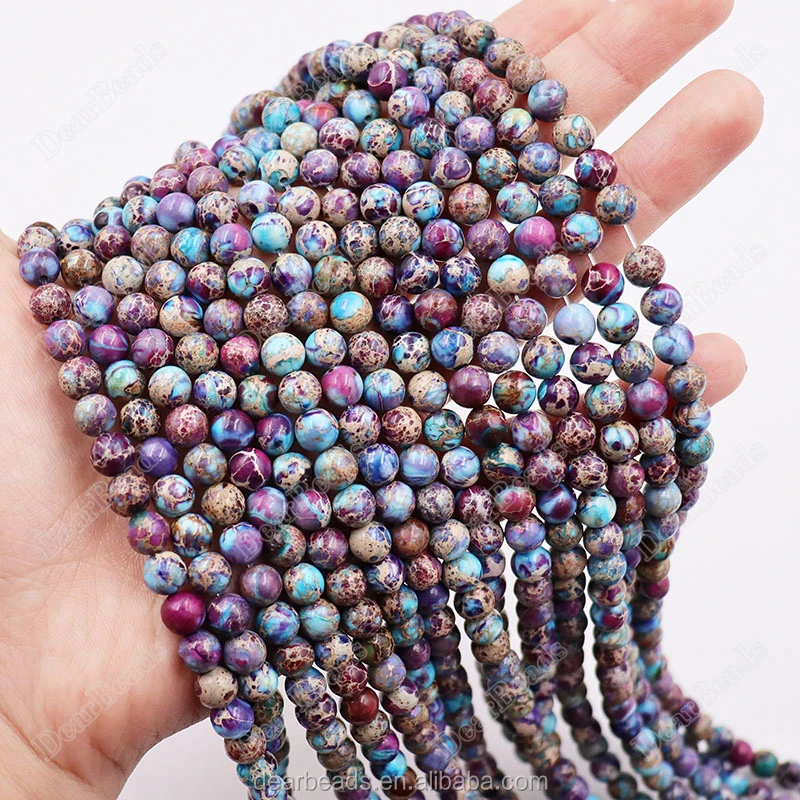 Wholesale Natural Dyed Mix Blue Purple Imperial Jasper Beads, Aqua ...