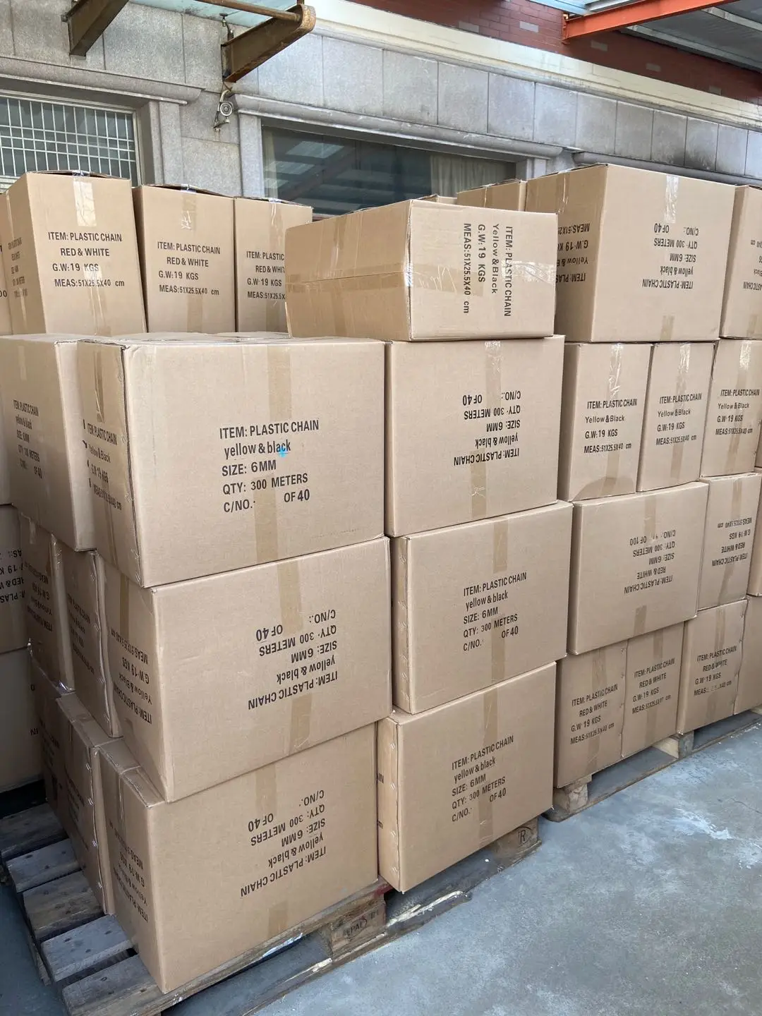 6/8mm Road Safety Plastic Chains Yellow/black Red/white 20 Meter 50 ...