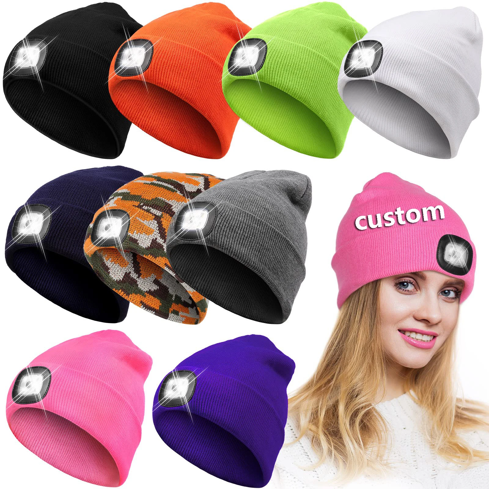Wholesale High Quality Acrylic Beanies with LED Lights