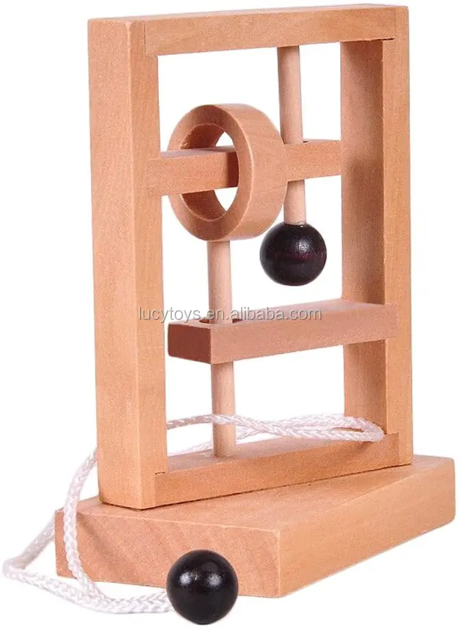 Wooden Rope Puzzle Set Ring Puzzles String Solution Central Brain ...