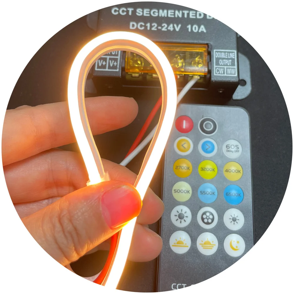 5cm Cuttable Linear Led Strip Waterproof IP67 12w/m 4mm 4x8mm CCT 2700 ...