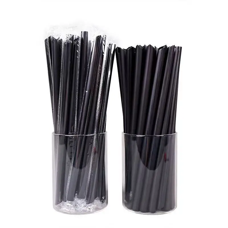 Wholesale Eco-friendly Degradable Straw Pearl Milk Tea Disposable Black ...