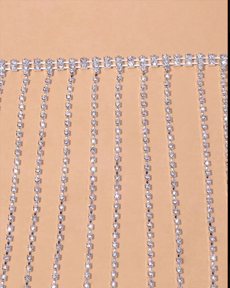 Dainty Fashion Sparkling Rhinestone Line Shape Waist Chain Body ...