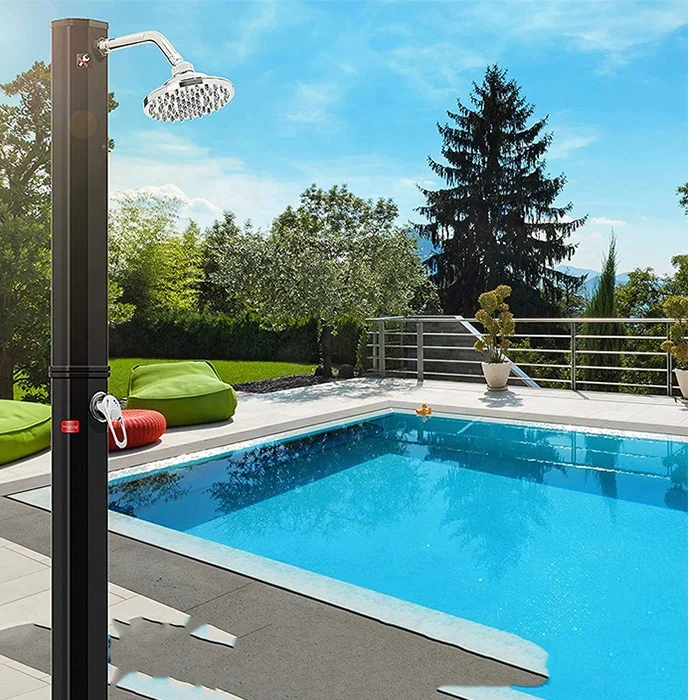 No Power Connection Tap Solar Heated Poolside Stand Hot Cold Rinse ...
