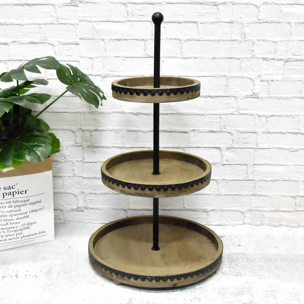 Luckywind Brown Farmhosue Decor Decorative 3 Tier Wood Tray ...