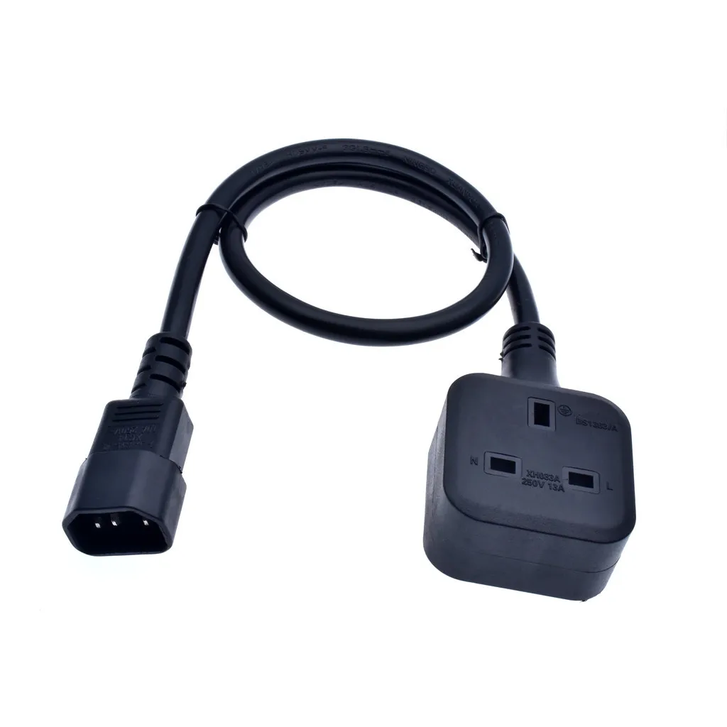 IEC C14 Male Plug to UK BS1363 Female Socket Power Adapter